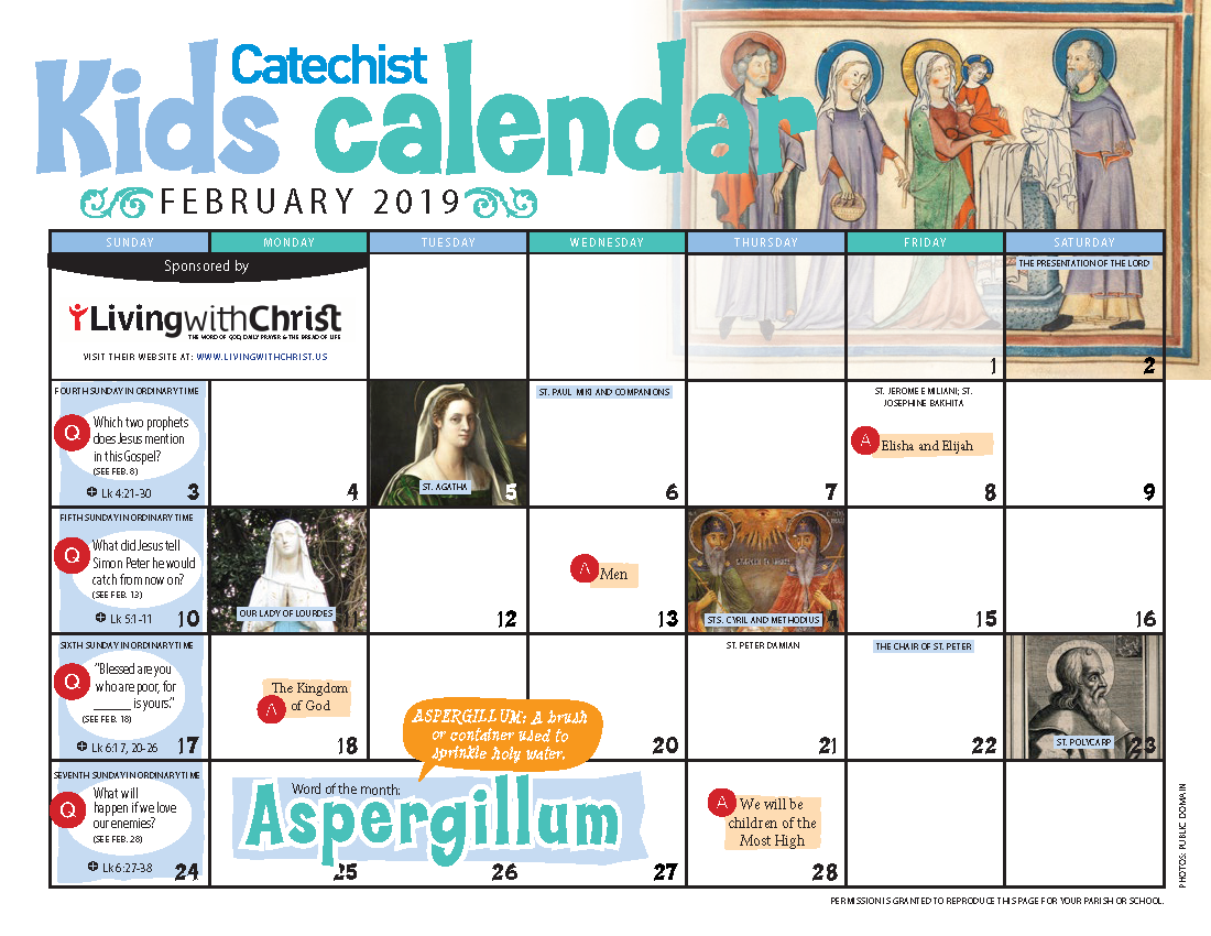 Catechist Kids Calendar Download Page - CATECHIST Magazine