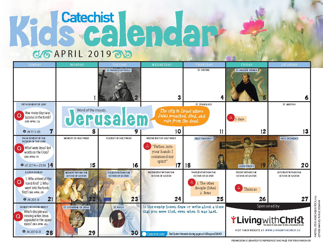 Catechist Kids Calendar Download Page - CATECHIST Magazine