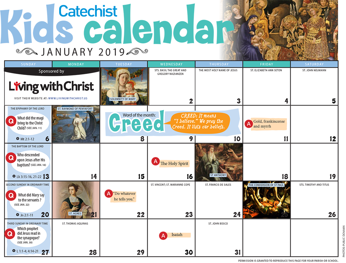 Catechist Kids Calendar Download Page - CATECHIST Magazine