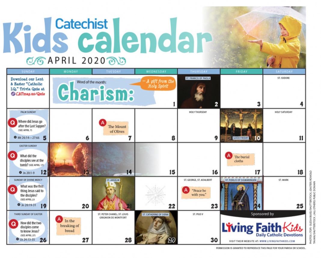 Our new Catechist Kids Calendar is out - free to use at home ...