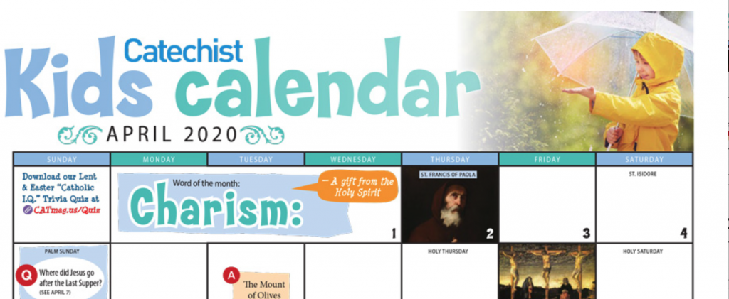 Our new Catechist Kids Calendar is out - free to use at home ...