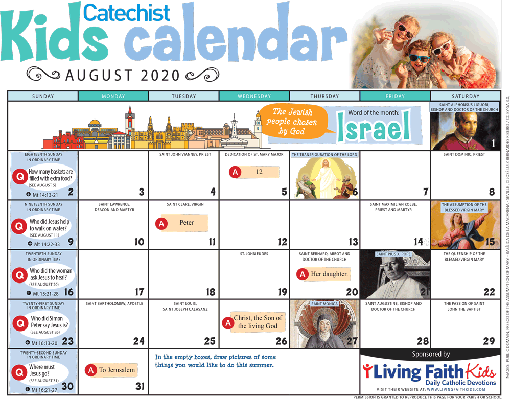 Catechist Kids Calendar Download Page - CATECHIST Magazine